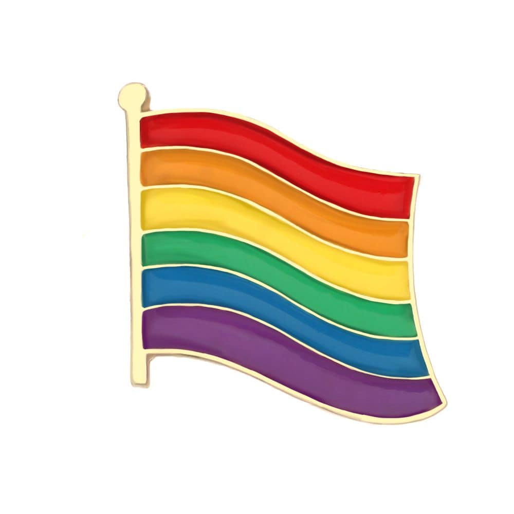 Pride Waving Flag Pin Badge - Snuggle the Puppy