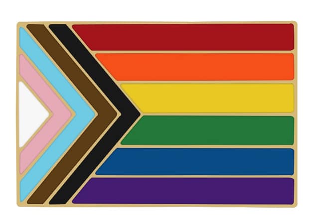 Progressive Pride Flag Pin Badge - Snuggle the Puppy